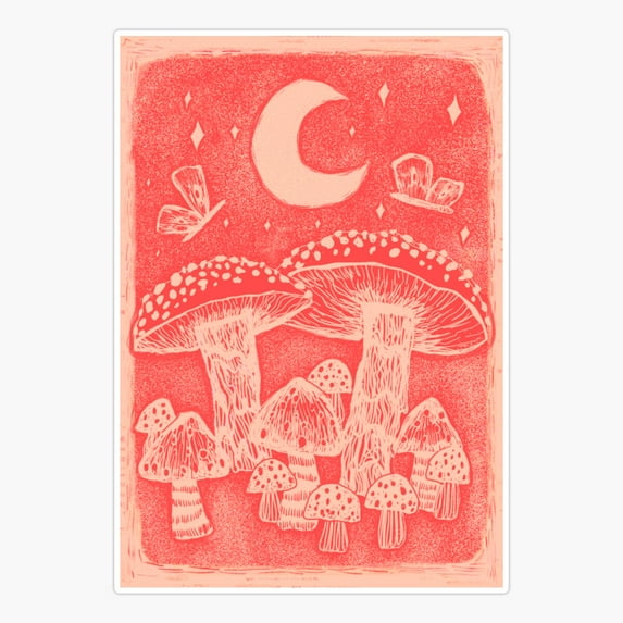 DOPASTICKER Mushroom Illustration Sticker, Phone Sticker Car Sticker ...