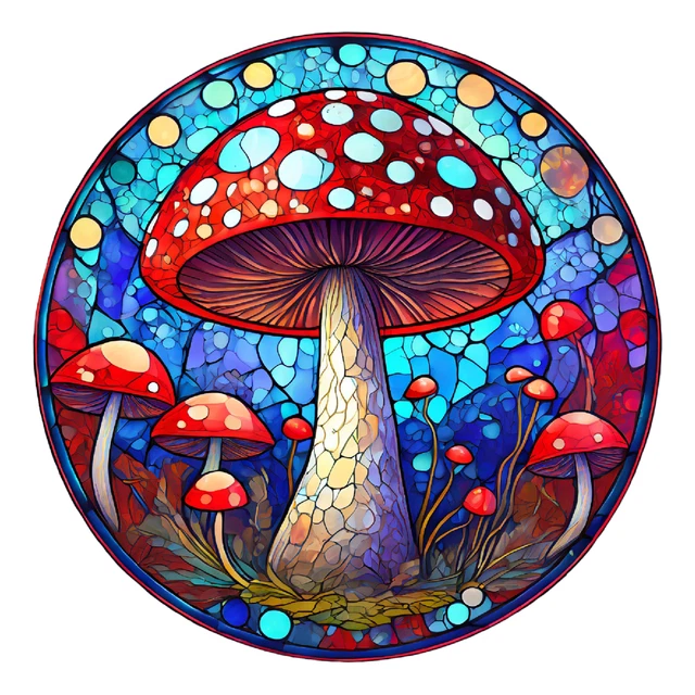 DOPASTICKER Mushroom Sticker Colorful Mosaic Rainbow Vivid Rainbow Red ...