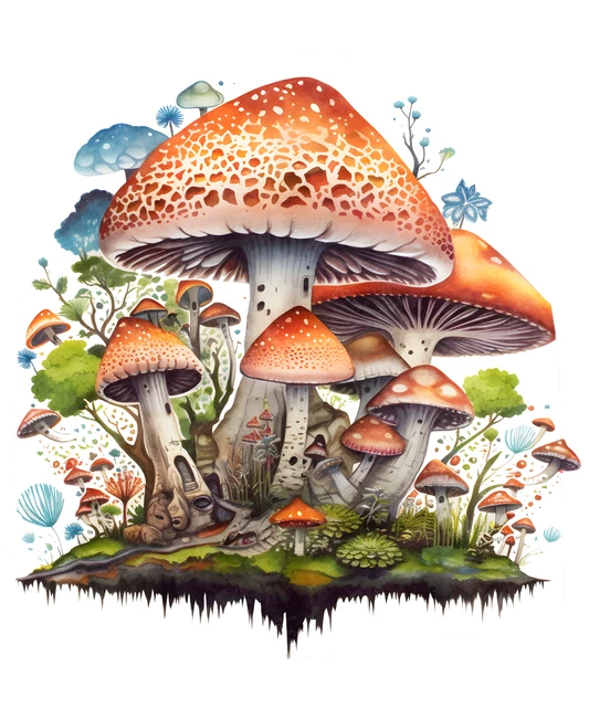 DOPASTICKER Mushrooms Sticker Beautiful Colorful Vivid Bright Hippy ...