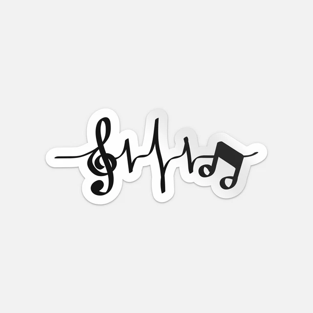 DOPASTICKER Music Pulse Heartbeat Notes Clef Frequency Sticker Decal ...