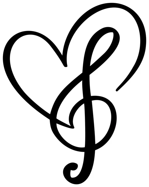 DOPASTICKER Music Sticker Treble Heart Calligraphy Swirl Design Change ...