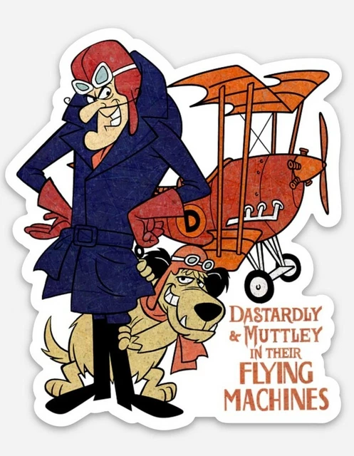 DOPASTICKER Muttley Dog Dastardly Sticker - Flying Machine Car Sticker ...