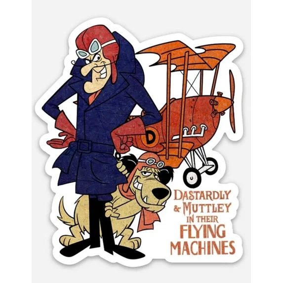 DOPASTICKER Muttley Dog Dastardly Sticker - Flying Machine Car Sticker ...