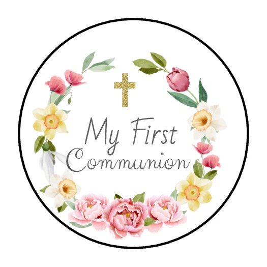 DOPASTICKER My First Communion Stickers Floral Flowers Phone Decal ...