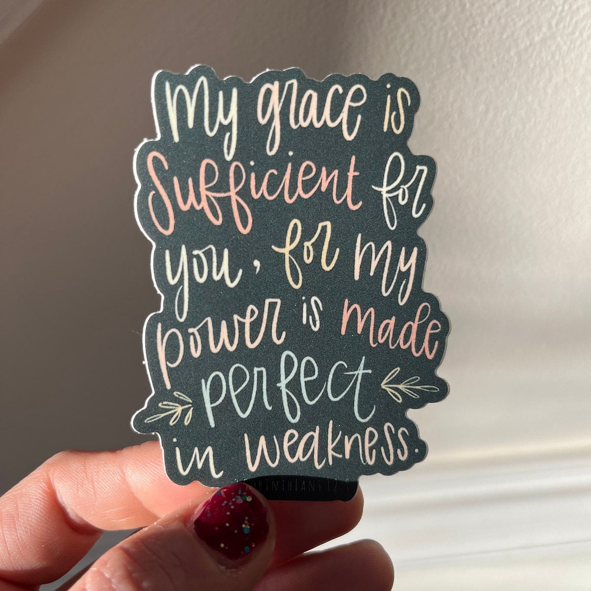 DOPASTICKER My Grace Is Sufficient Dark Green Laptop Sticker, Christian ...