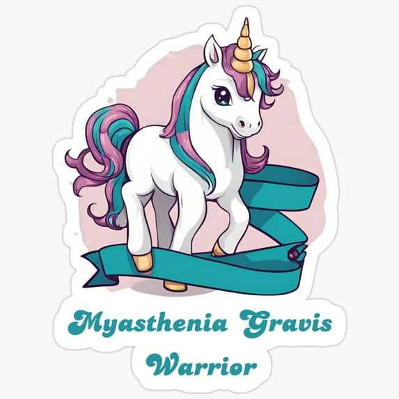 DOPASTICKER Myasthenia Gravis Warrior Unicorn With Teal Ribbon Gift You ...