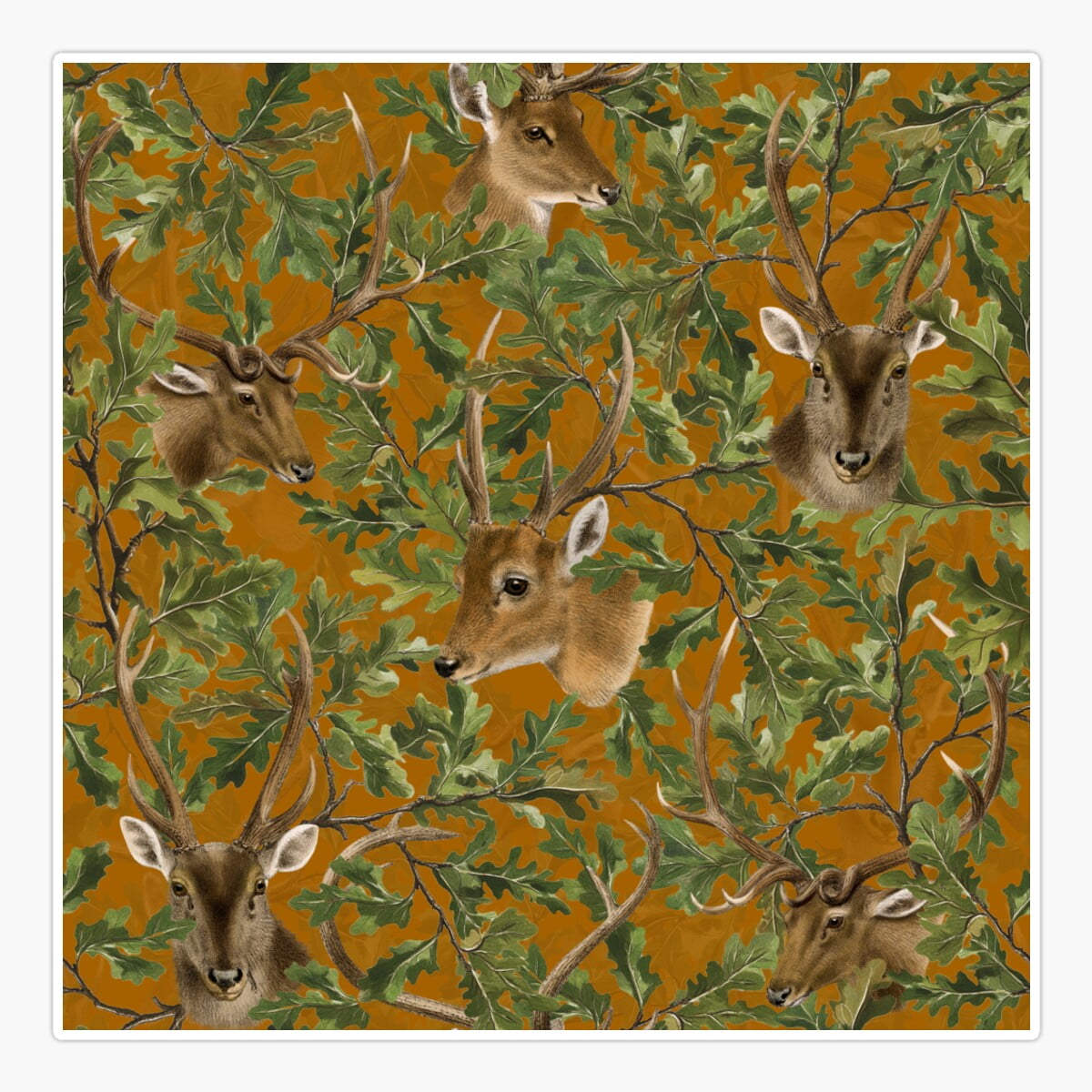 DOPASTICKER Mystic Botanical Vintage Forest Night Animals, Mustard ...