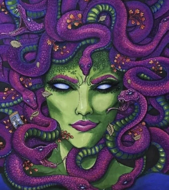 DOPASTICKER Mythical Sticker Medusa Snake Hair Vibrant Colors Mythology Art Design Phone Decal ...