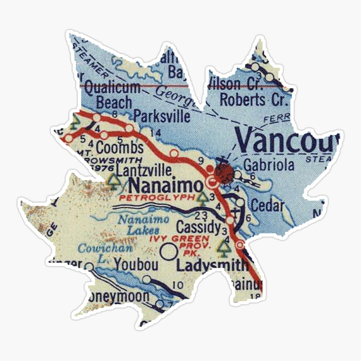 DOPASTICKER Nanaimo Bc Vintage Map Sticker, Phone Sticker Car Stickers ...