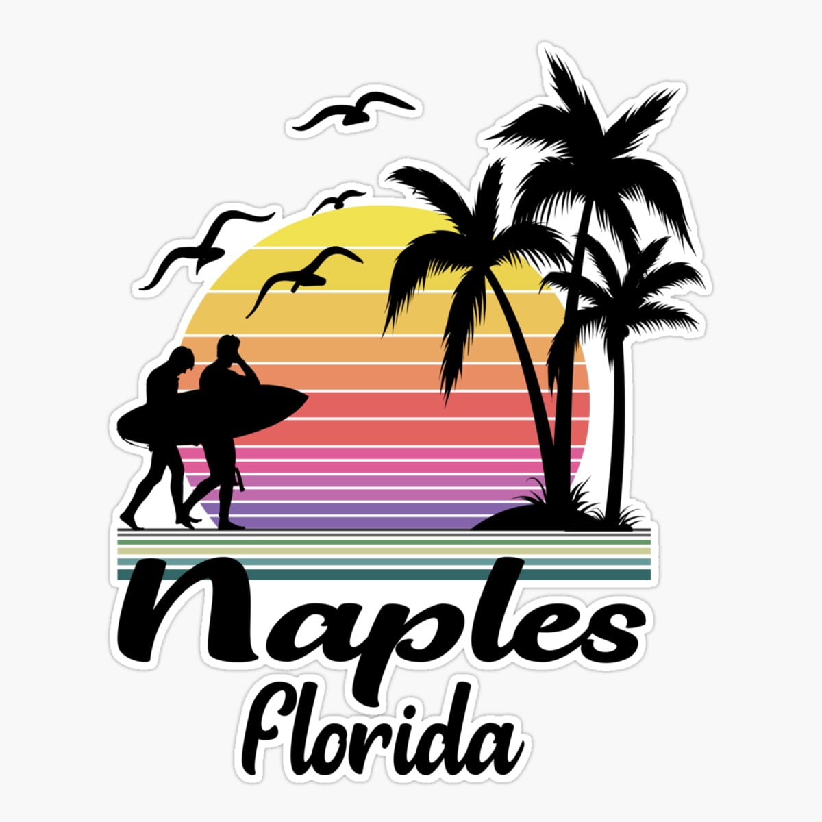 DOPASTICKER Naples Florida Retro Sunset Sticker, Phone Sticker Car ...