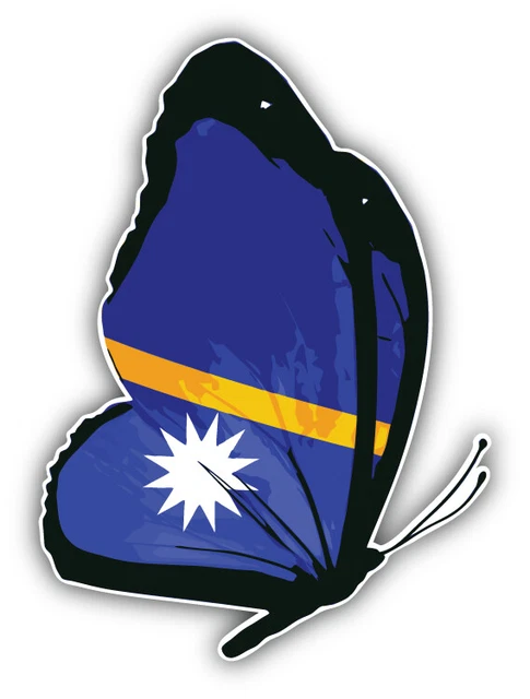 DOPASTICKER Nauru Butterfly Flag Car Sticker Phone Decal Water Bottle ...