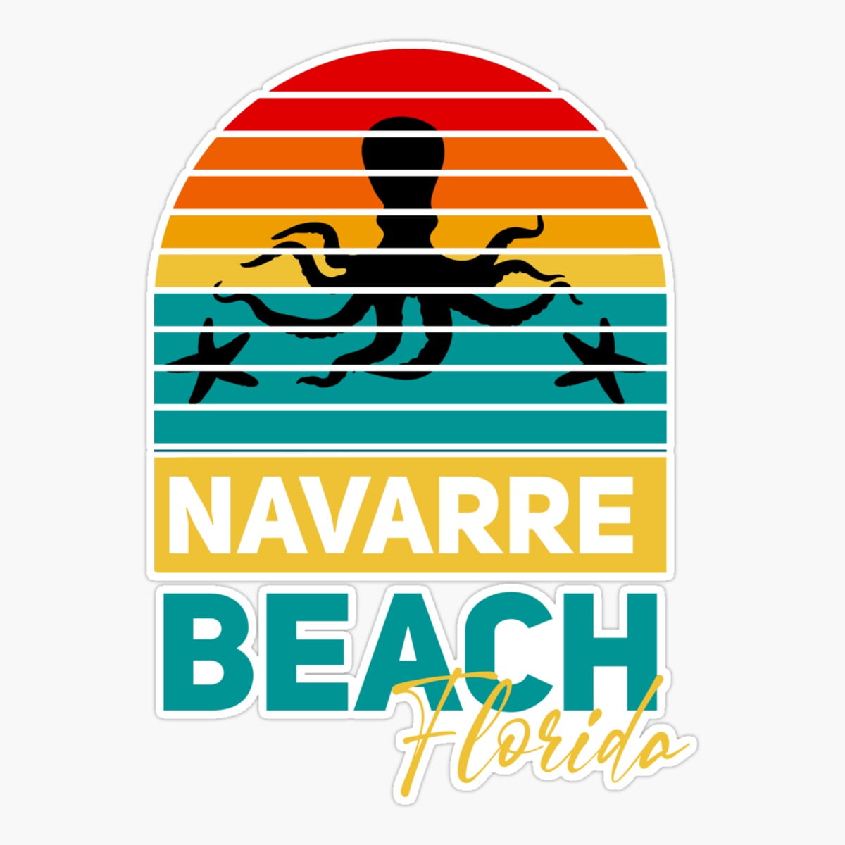 DOPASTICKER Navarre Beach Florida Retro Sunset Sticker, Phone Sticker ...