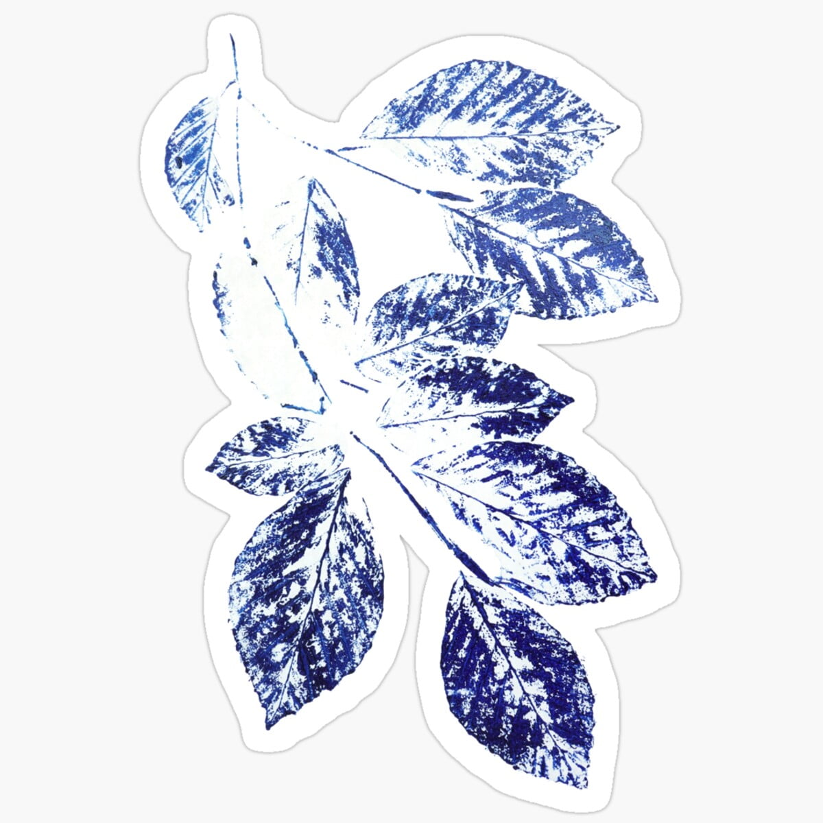 DOPASTICKER Navy Blue Birch Leaves Plant Print Sticker Birthday Gifts ...
