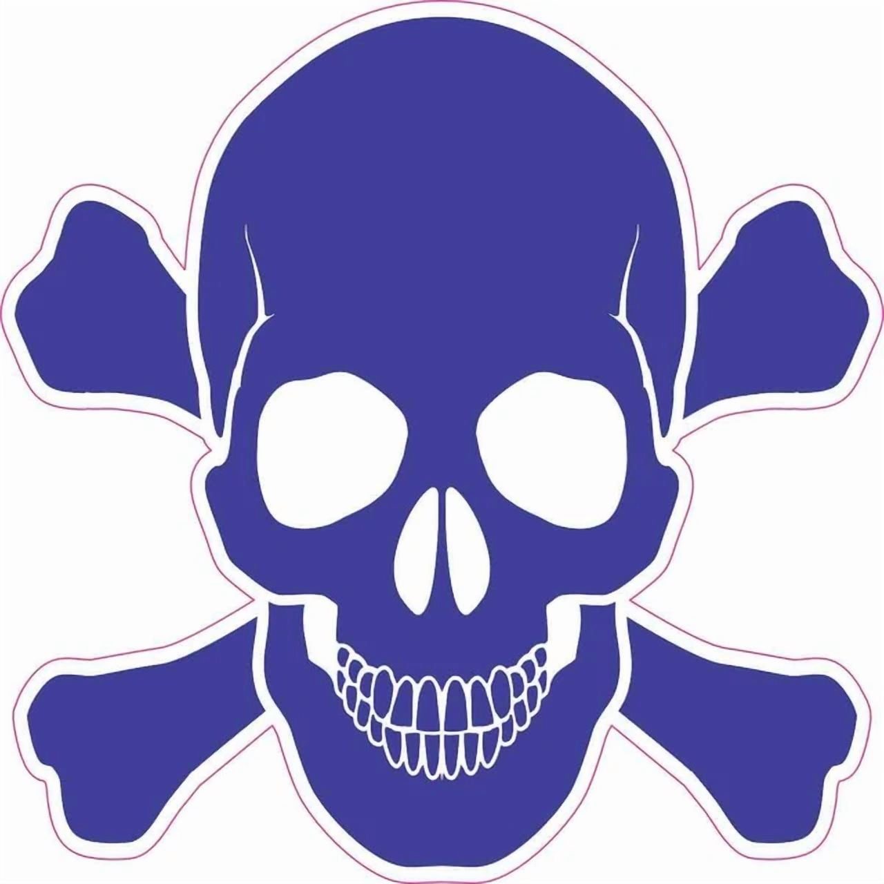 DOPASTICKER Navy Blue Skull And Crossbones Sticker Phone Sticker, Latop ...