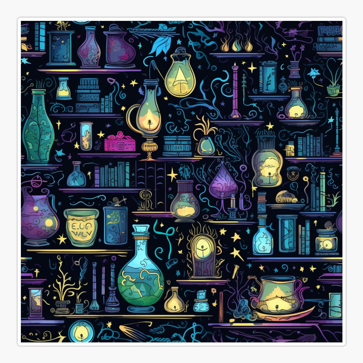 DOPASTICKER Neon Academia Magic Shop Sticker, Phone Sticker Car Sticker ...