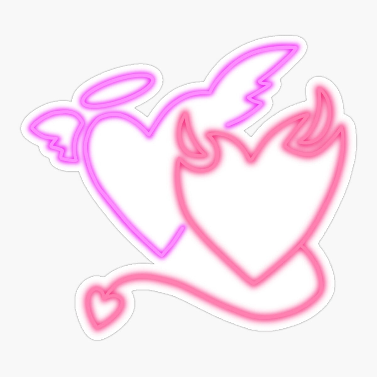 DOPASTICKER Neon Angel Devil Hearts Sticker, Phone Sticker Car Stickers ...
