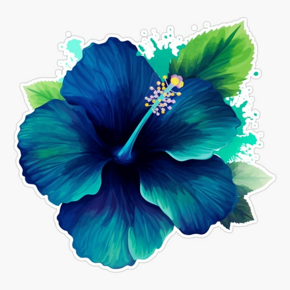 DOPASTICKER Neon Blue Exotic Hawaiian Hibiscus Sticker, Phone Sticker ...