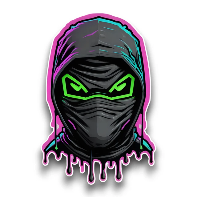 DOPASTICKER Neon Colour Ninja Samurai Dripping Effect Sticker For Car ...