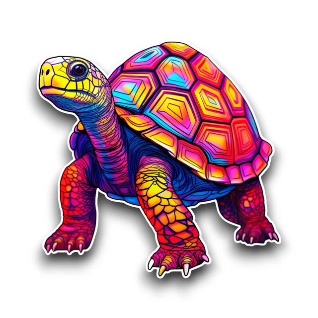 DOPASTICKER Neon Cute Tortoise Animal Sticker For Car Laptop Scrapbook ...