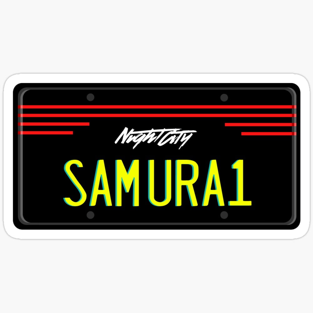 DOPASTICKER Neon Cyberpunk Licence Plate Night City Sticker Phone ...