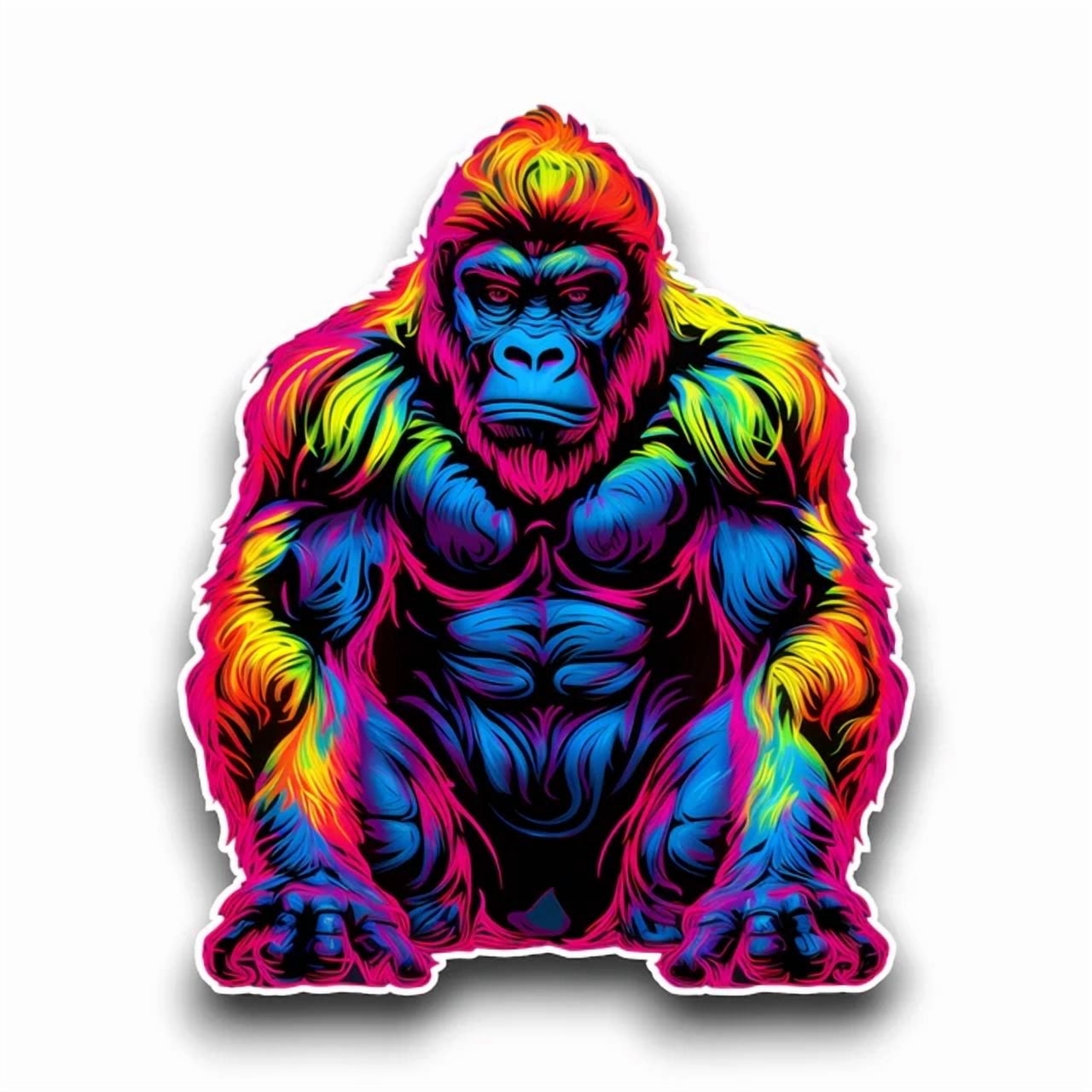 DOPASTICKER Neon Gorilla Wild Animal Sticker For Car Laptop Scrapbook ...