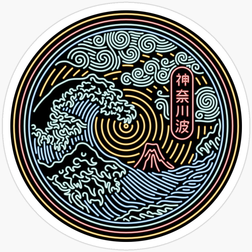 DOPASTICKER Neon Kanagawa Wave Perfect Gift Everyone Phone Sticker ...