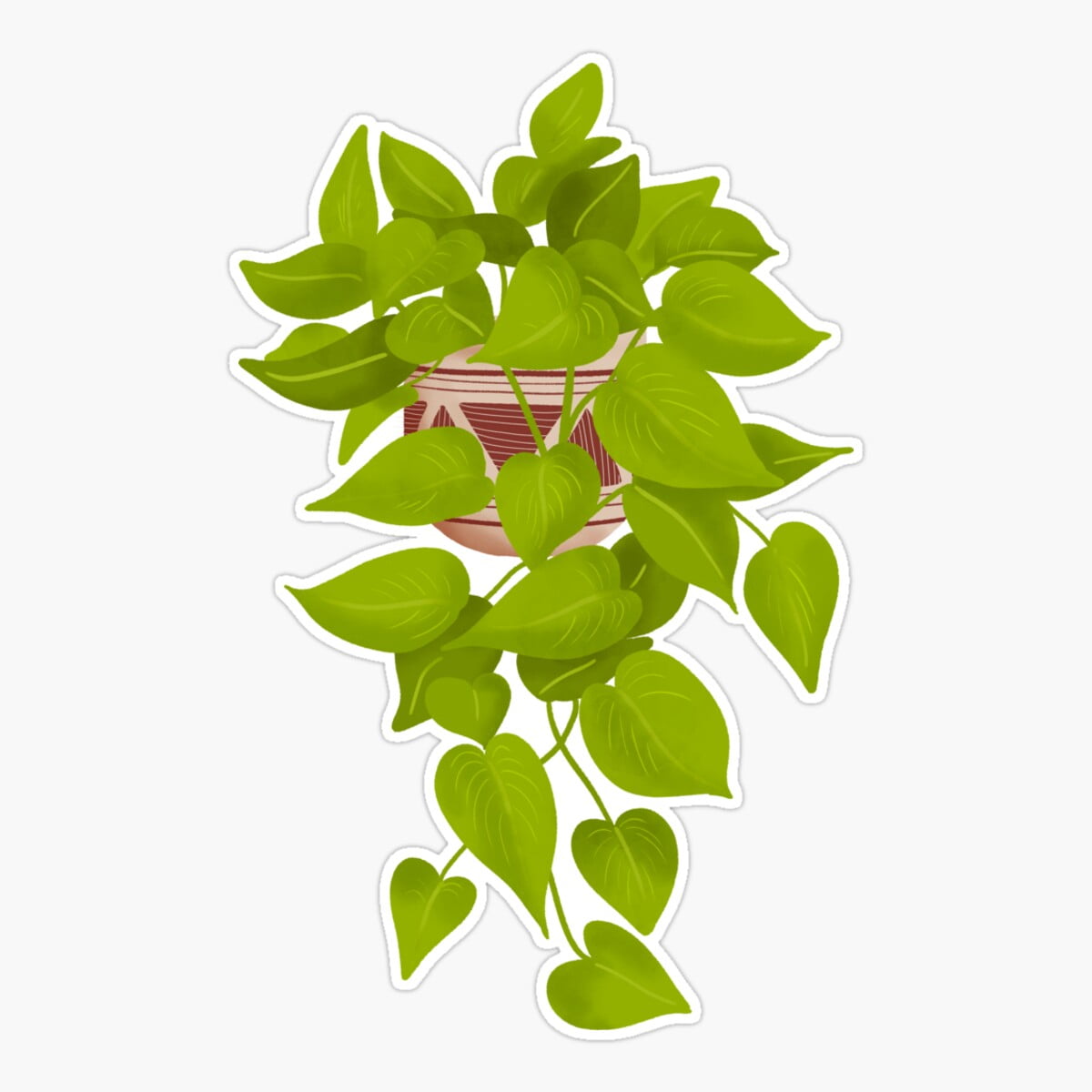 DOPASTICKER Neon Pothos Plant Illustration Sticker, Phone Sticker Car ...