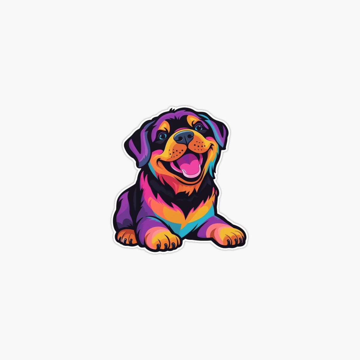 DOPASTICKER Neon Rainbow 90'S Pups Rottweiler Puppy Sticker, Phone ...