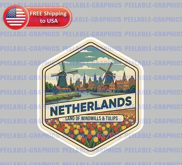 DOPASTICKER Netherlands Country Sticker Souvenir Travel Map Sticker ...