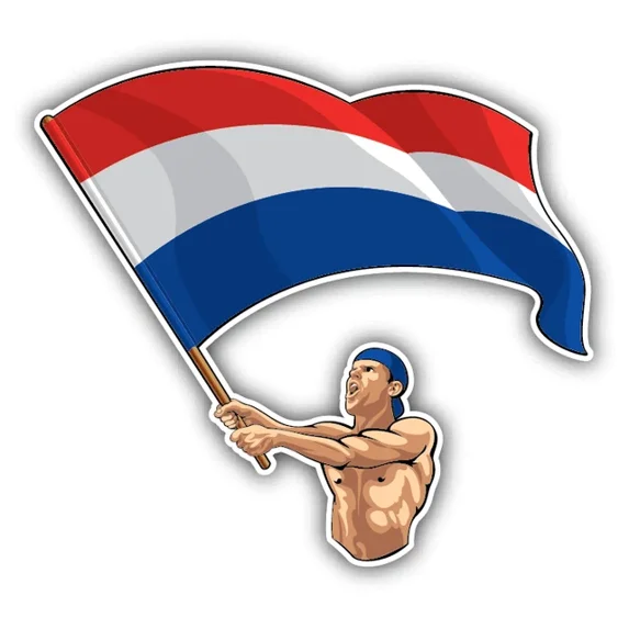 DOPASTICKER Netherlands Waving Flag Football Fan Sport Car Sticker ...