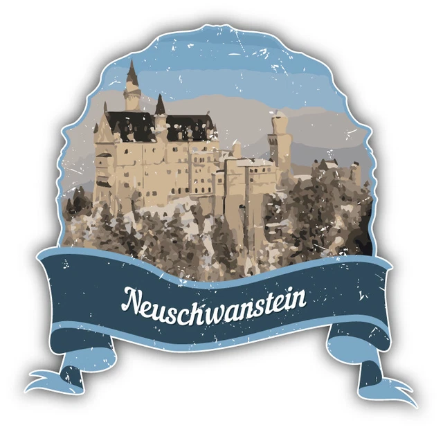 DOPASTICKER Neuschwanstein Bavaria World Landmark Grunge Travel Car ...