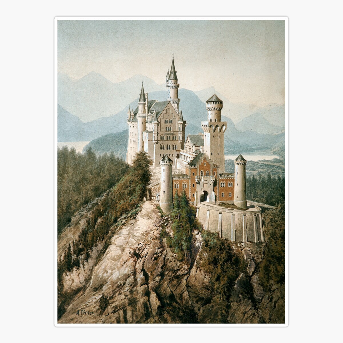 DOPASTICKER Neuschwanstein Castle By Adolf H. Sticker, Phone Sticker ...
