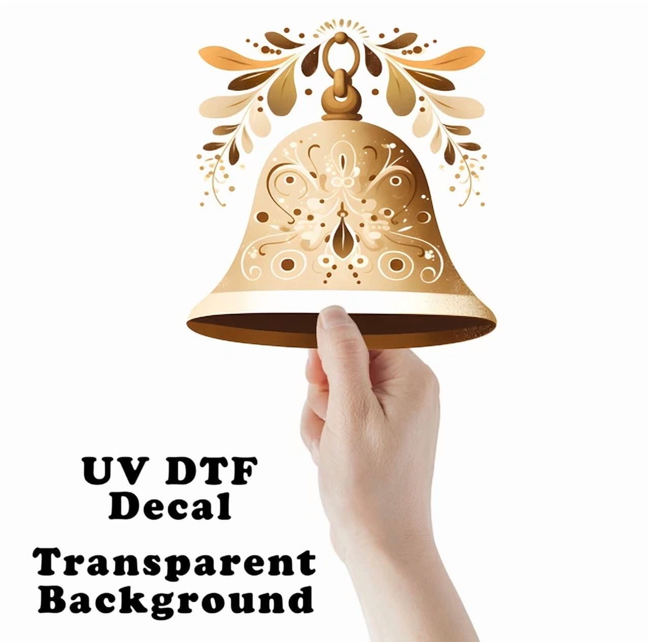 DOPASTICKER Neutral Chris.Tmas Folk Art Bell Sticker Transparent Decal ...