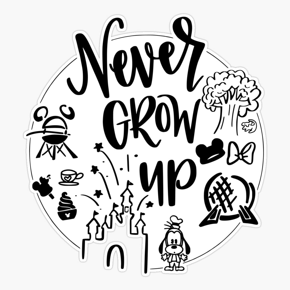 DOPASTICKER Never Grow Up Sticker, Phone Sticker Water Bottle Sticker ...