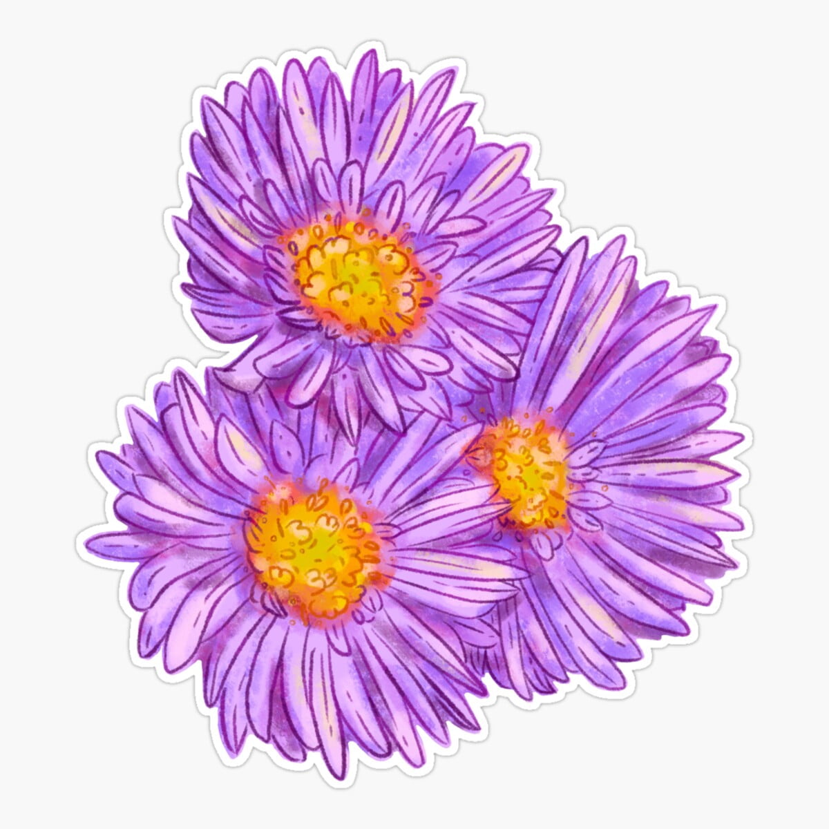 DOPASTICKER New England Asters Sticker, Phone Sticker Car Stickers ...