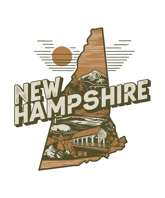 DOPASTICKER New Hampshire State Sticker Usa Farmland Home Country Retro ...