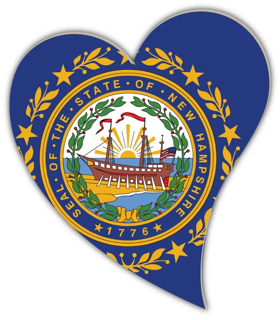 DOPASTICKER New Hampshire Usa State Flag Heart Icon Car Sticker Decal ...