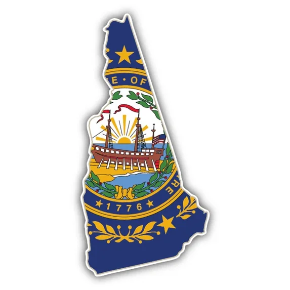 DOPASTICKER New Hampshire Usa State Map Flag Car Sticker Phone Decal ...