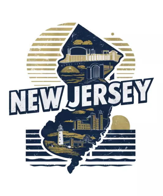 DOPASTICKER New Jersey State Sticker Usa Farmland Home Country Retro ...