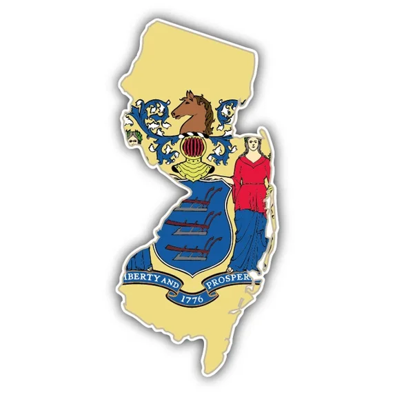 DOPASTICKER New Jersey Usa State Map Flag Car Sticker Phone Decal Water ...