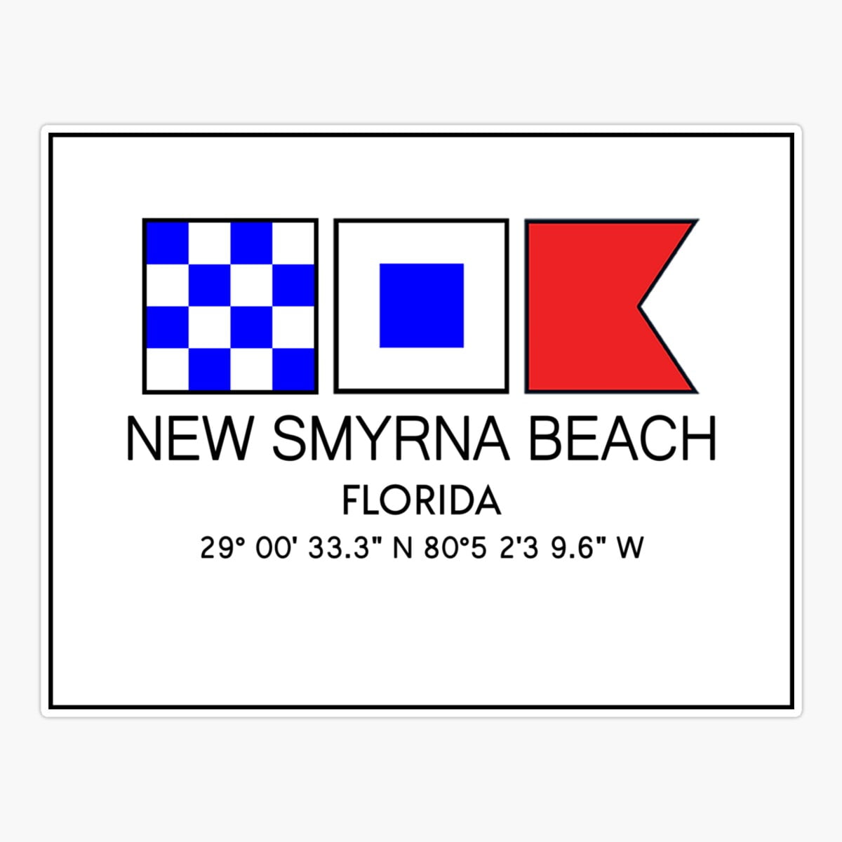 DOPASTICKER New Smyrna Beach Florida Nautical Flag Sticker, Phone ...