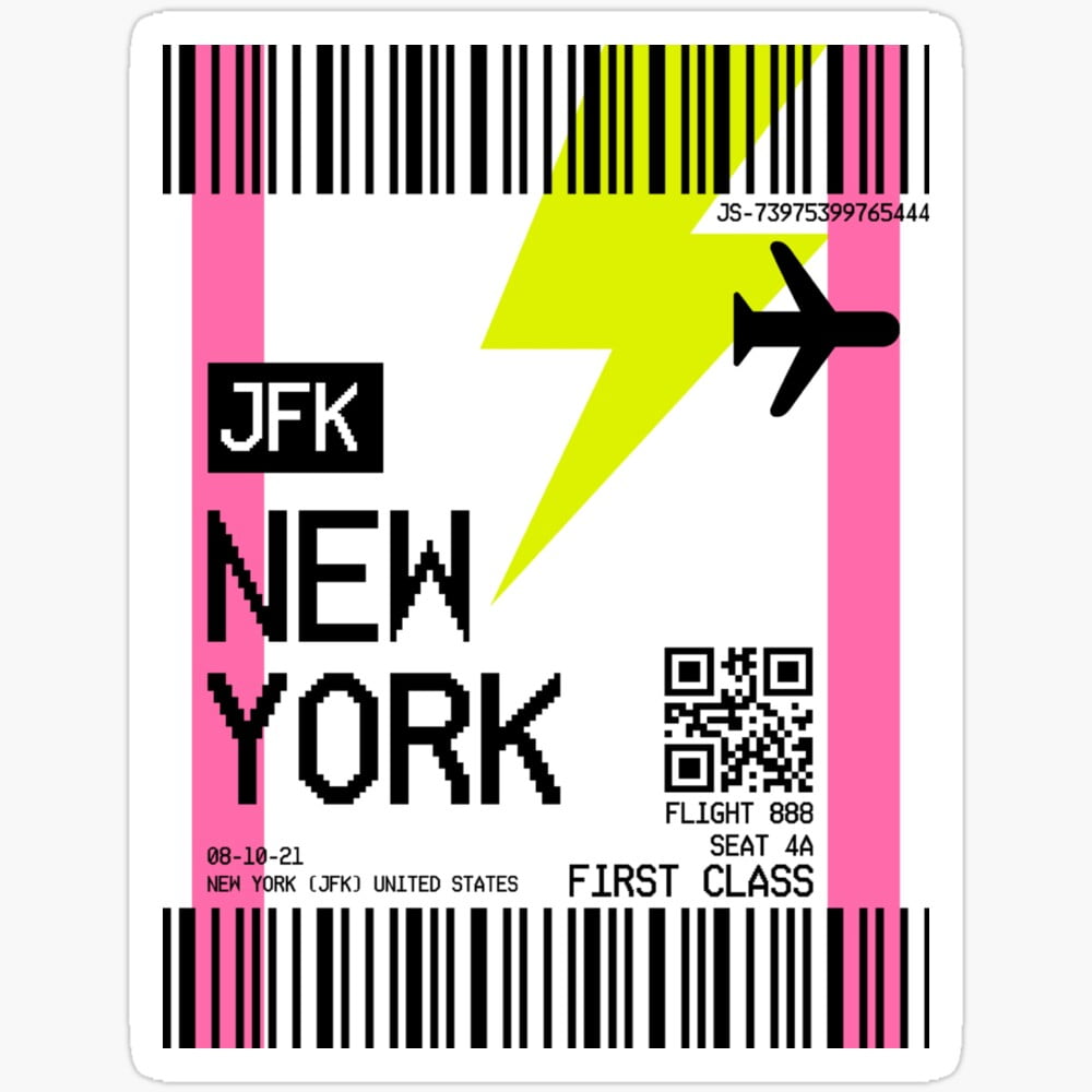 DOPASTICKER New York Plane Ticket - Perfect Birthday Gift Everyone ...