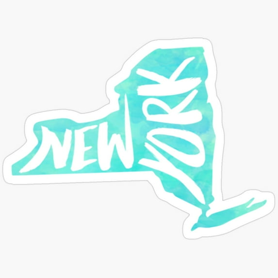 DOPASTICKER New York State Shape Green Watercolor Sticker Birthday ...