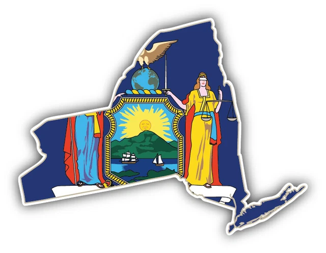 DOPASTICKER New York Usa State Map Flag Car Sticker Phone Decal Water ...