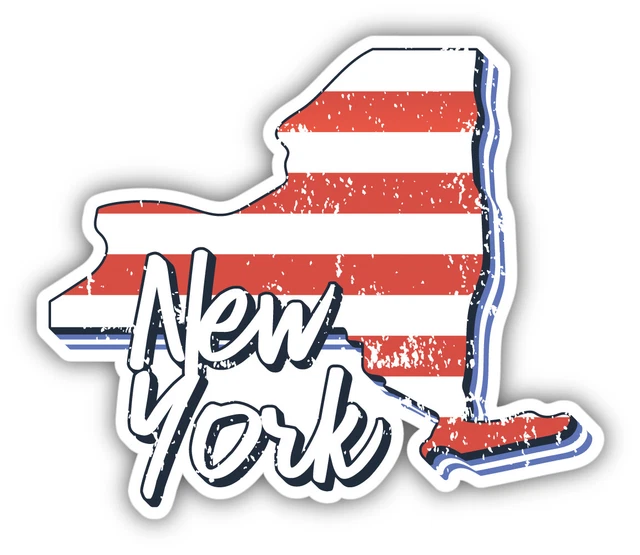 DOPASTICKER New York Usa State Map Flag Sticker Phone Decal Water ...