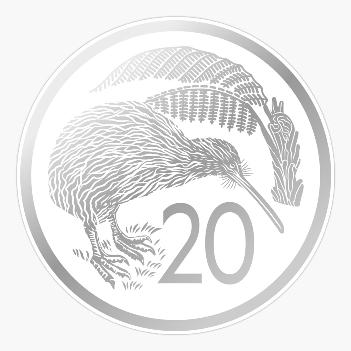 DOPASTICKER New Zealand Vintage 20 Cent Coin Sticker, Phone Sticker Car ...