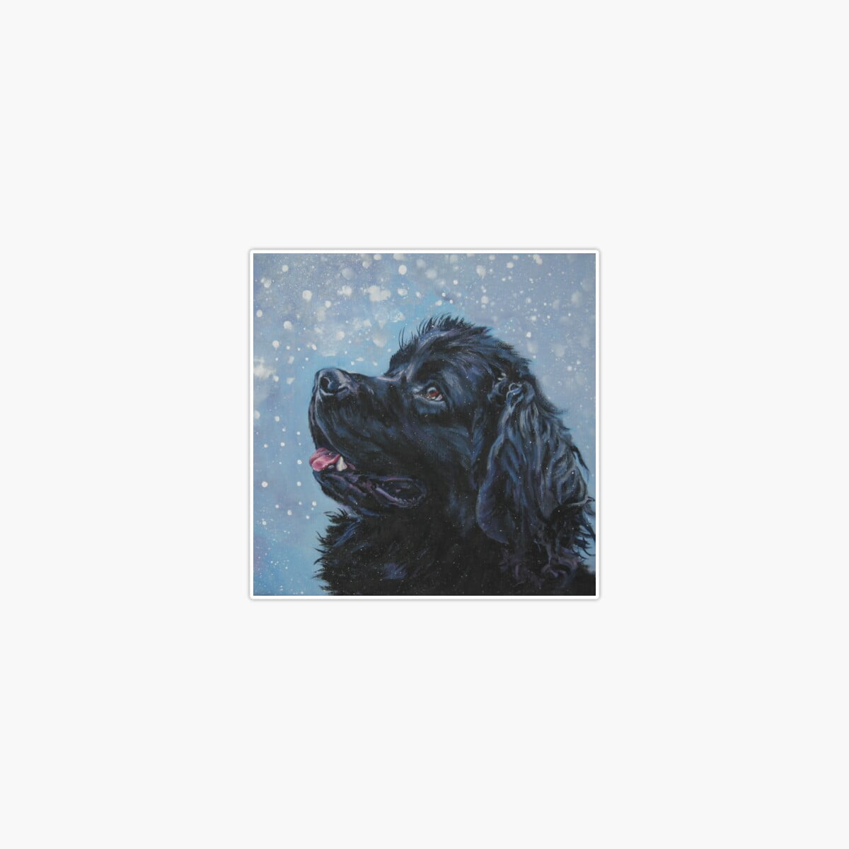 DOPASTICKER Newfoundland Dog Fine Art Painting Sticker, Phone Sticker ...
