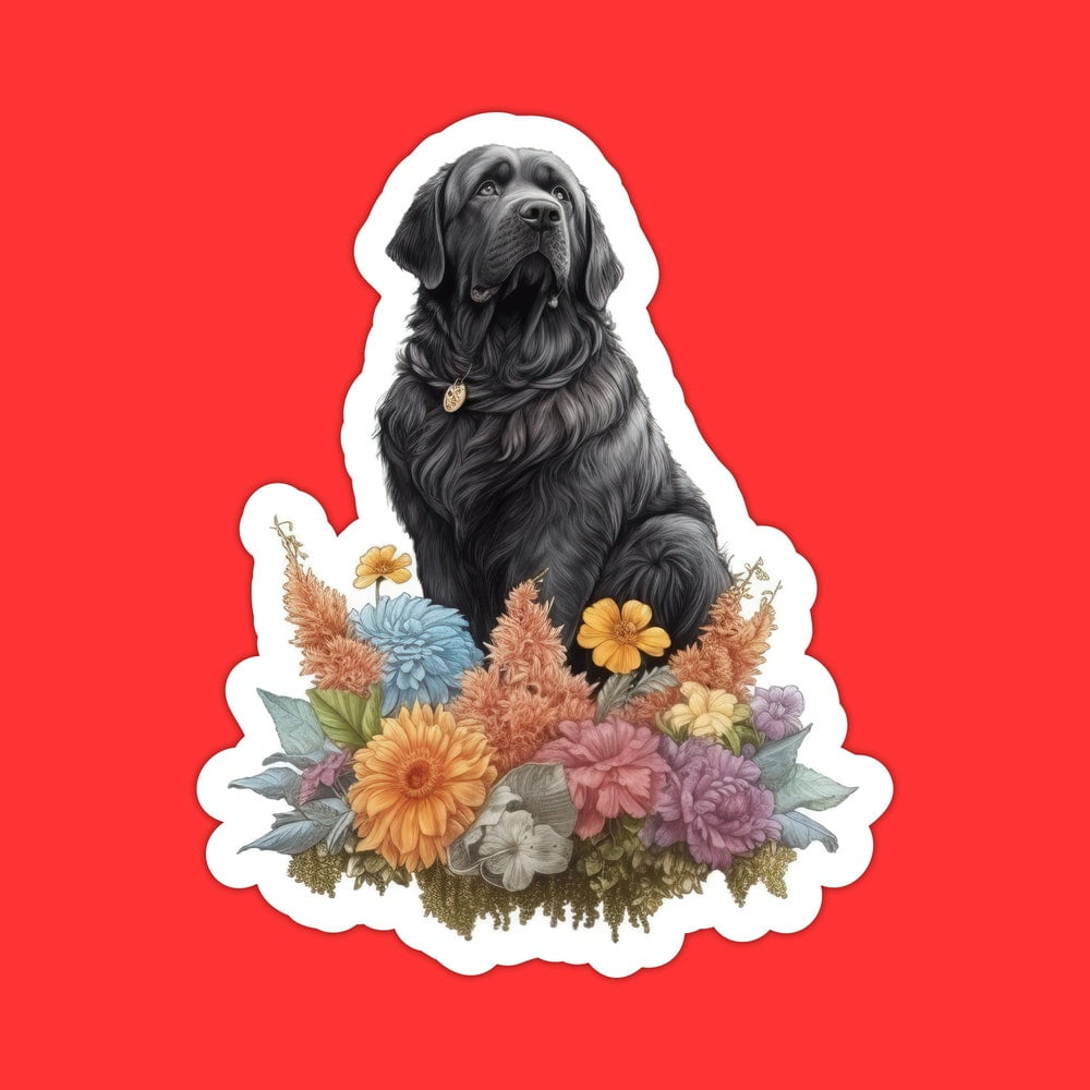 DOPASTICKER Newfoundland Dog Sticker, Black Newfoundland, Yellow ...