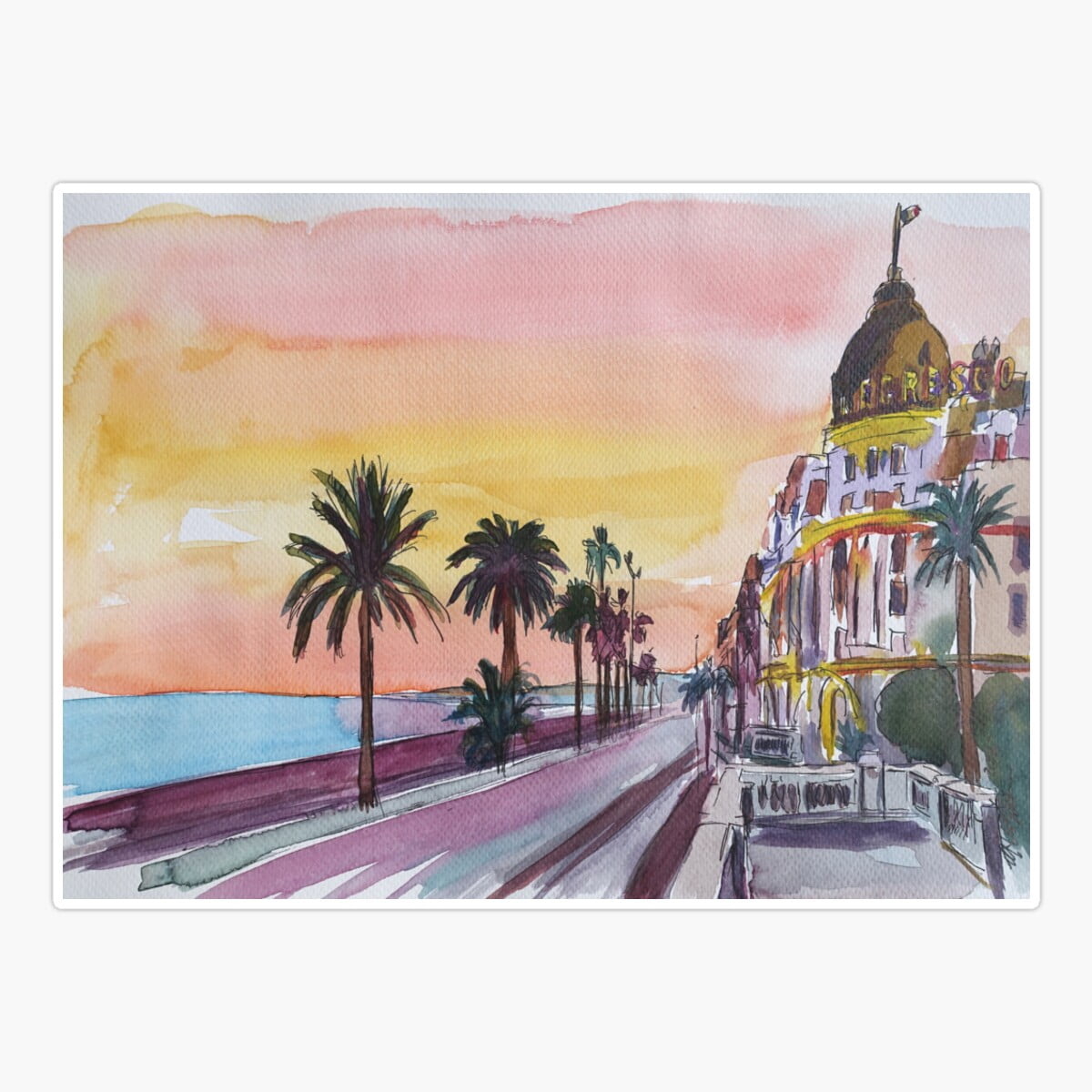 DOPASTICKER Nice France Sea View At Sunset Sticker, Phone Sticker Car ...