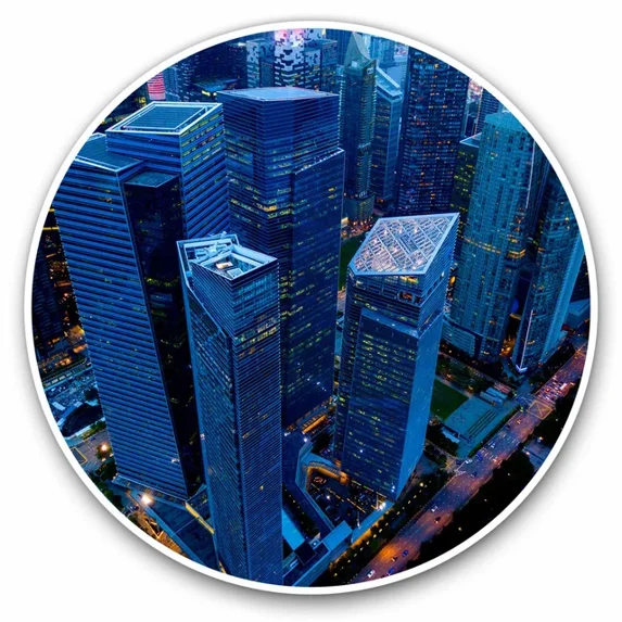 DOPASTICKER Night Time Skyscraper City View Cool Gift Decorative Laptop ...